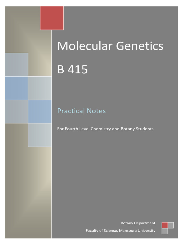 Practical Notes of Molecular Genetics | PDF | Agarose Gel ...