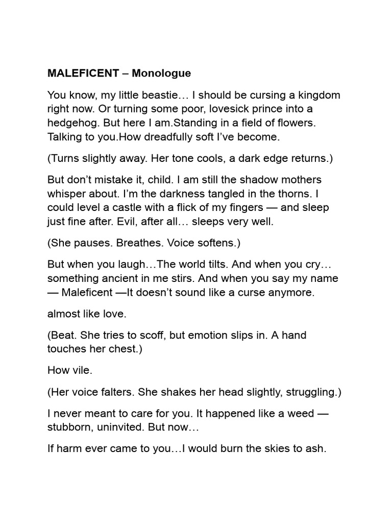 Maleficent's Emotional Monologue | PDF