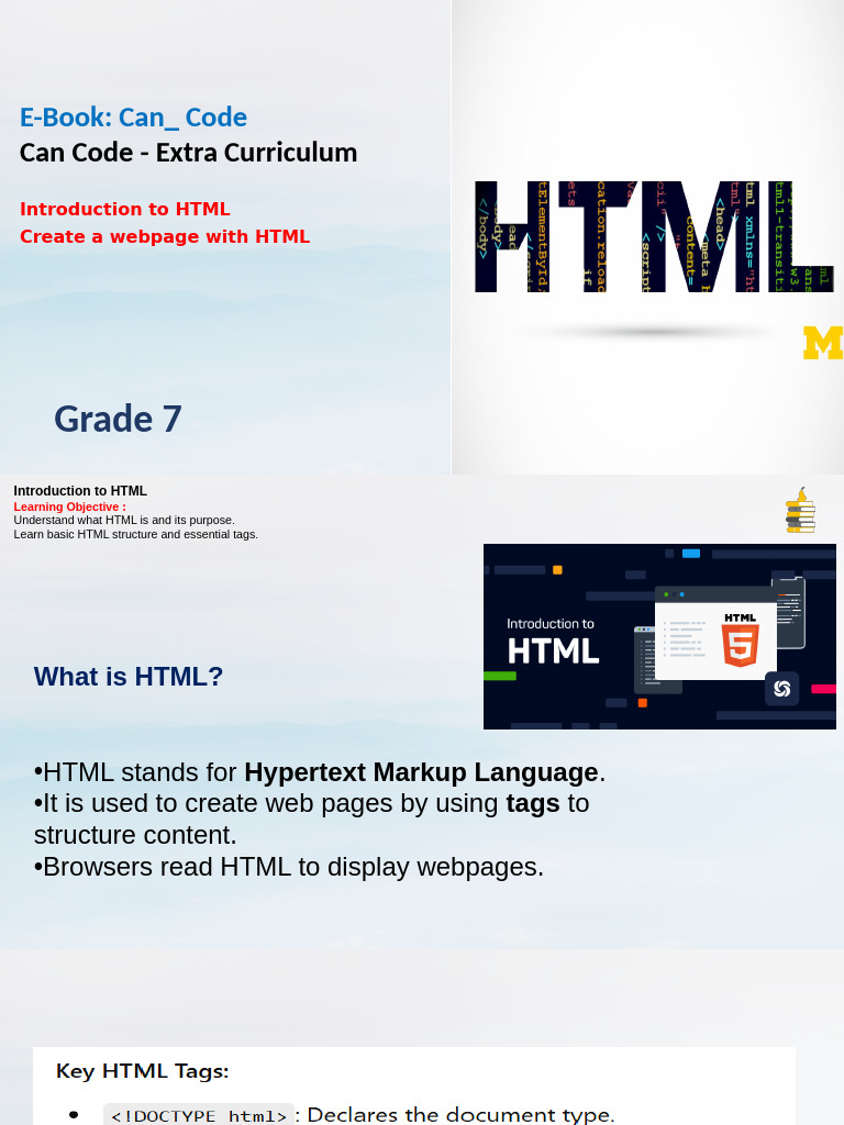 HTML Basics for Grade 7 Students | PDF