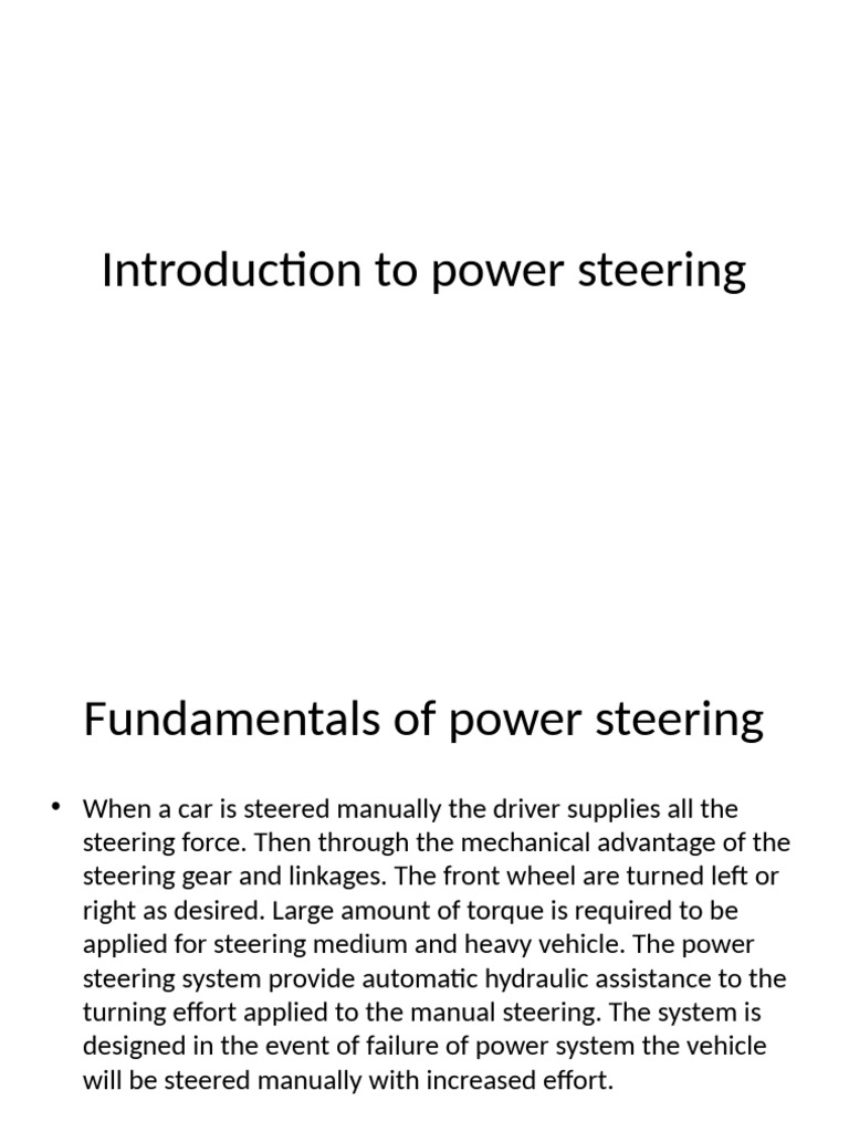 CHAPTER 2 Introduction To Power Steering Done | PDF | Steering | Vehicles