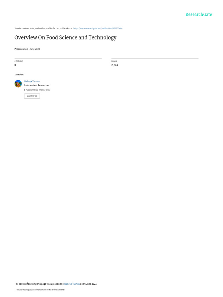 Overview of Food Science & Technology | PDF | Food Science | Foods