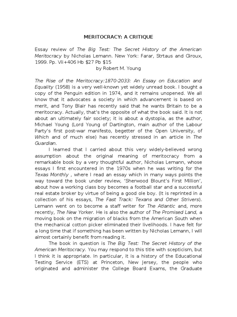 The Rise of The Meritocracy | PDF | Meritocracy | Affirmative Action