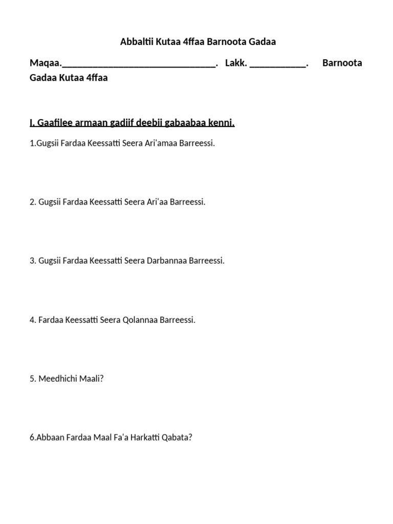 Gadaa Kutaa 4ffaa | PDF