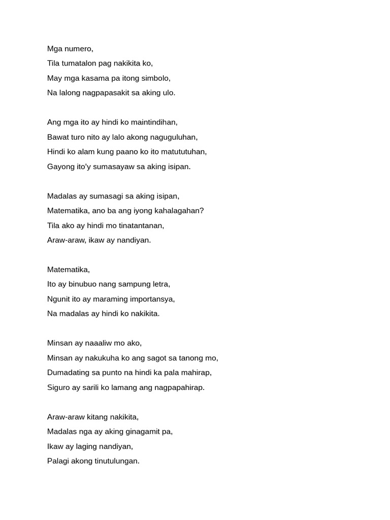 Math Poem - Orendain, Allen R. BSEd - English 1 | PDF
