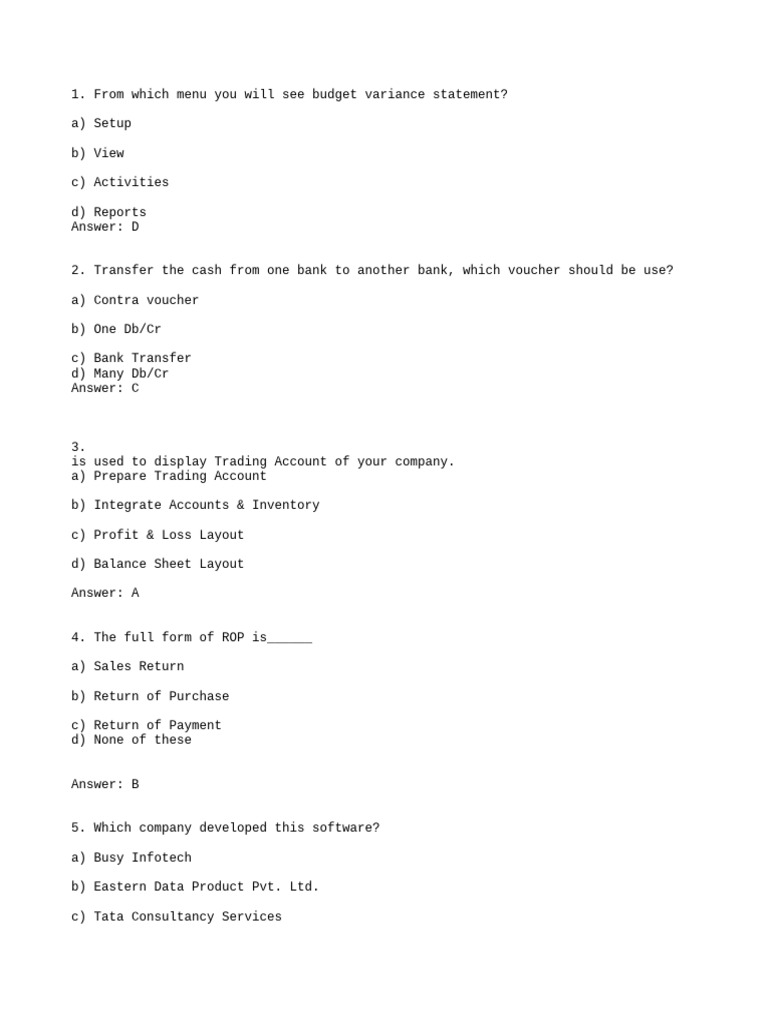 Tally Exam Questions and Answers 2025 | PDF | Bookkeeping | Computing