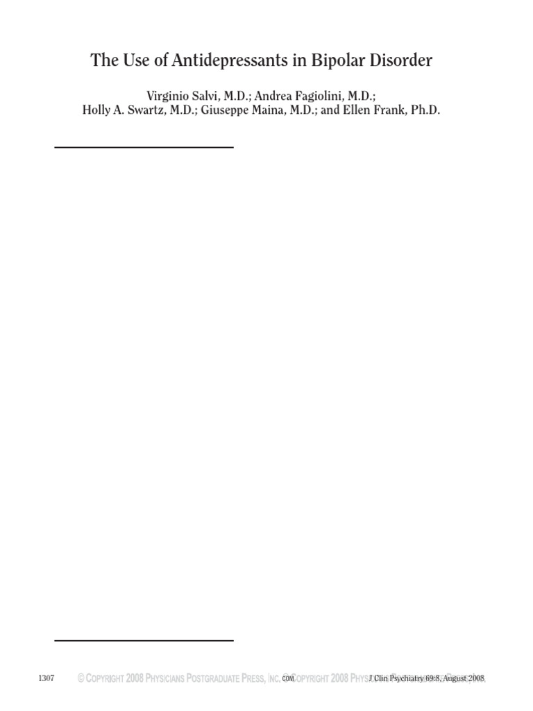 Antidepressants-Bipolar-Disorder ' | PDF | Antidepressant | Bipolar ...