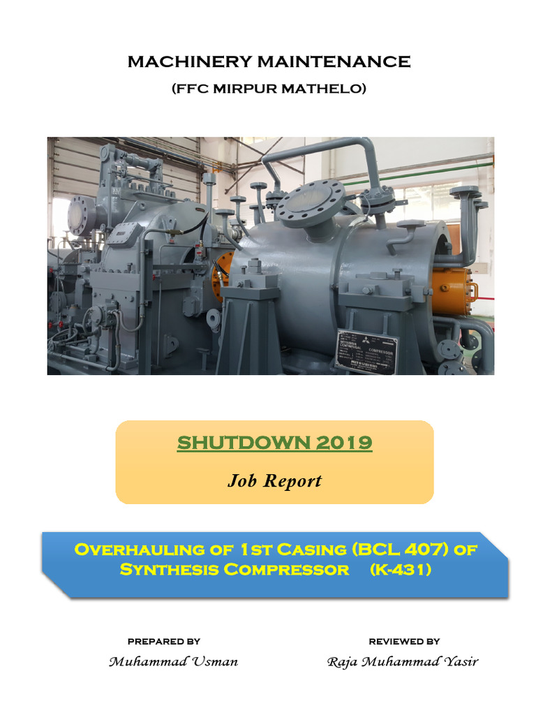 Overhaul Report 1st Casing BCL 407 Synthesis Compressor | PDF | Bearing ...