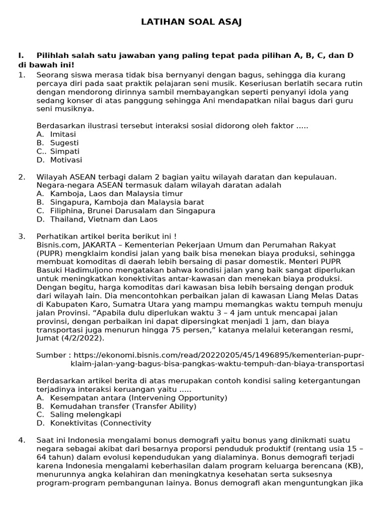 Latihan Soal Asaj | PDF