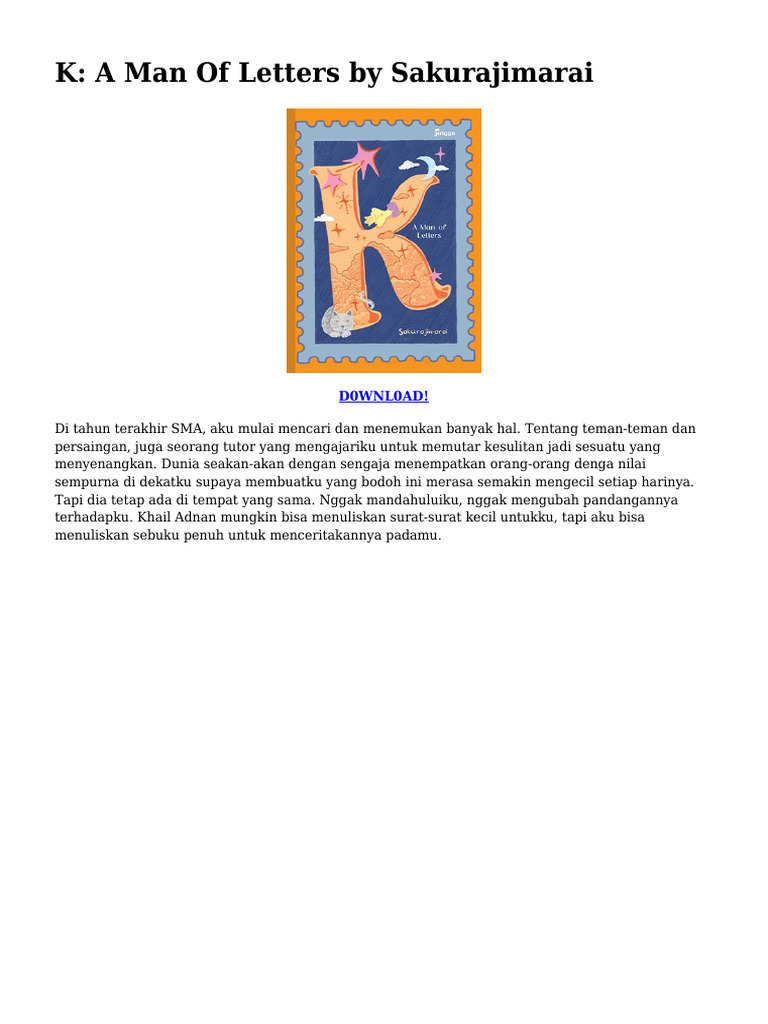 K: A Man Of Letters oleh Sakurajimarai | PDF