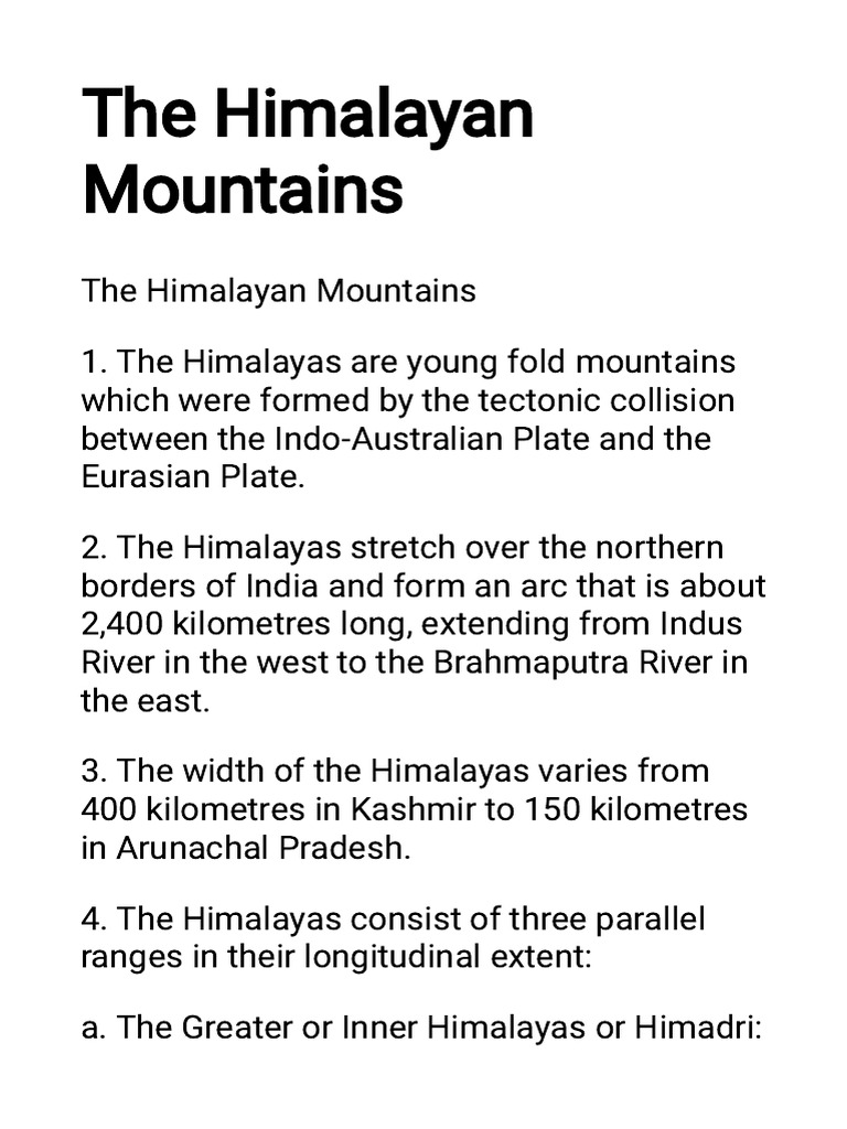 The Himalayan Mountains | PDF