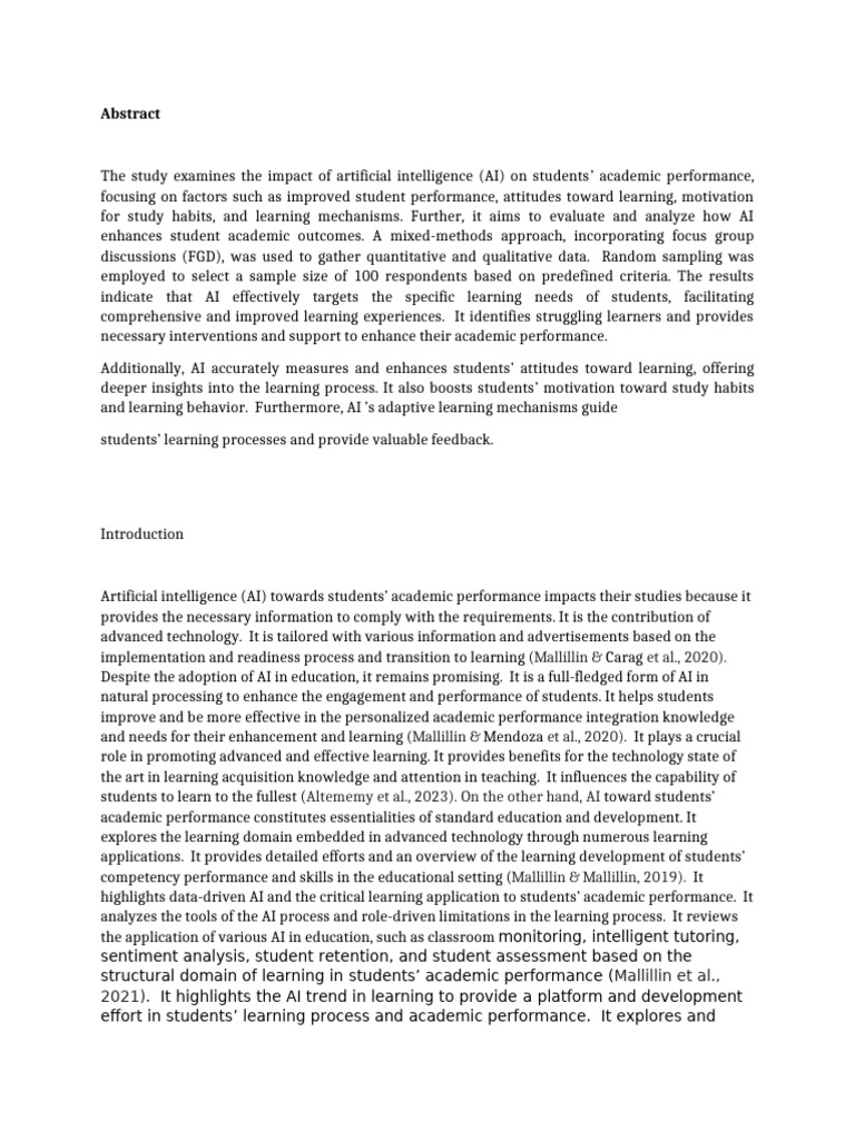 AI's Impact on Student Performance | PDF | Learning | Artificial Intelligence