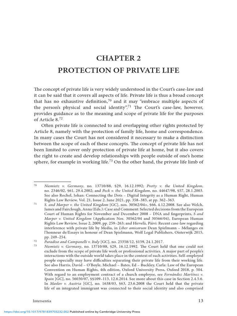 Protection of Private Life | PDF | Human Rights | Justice