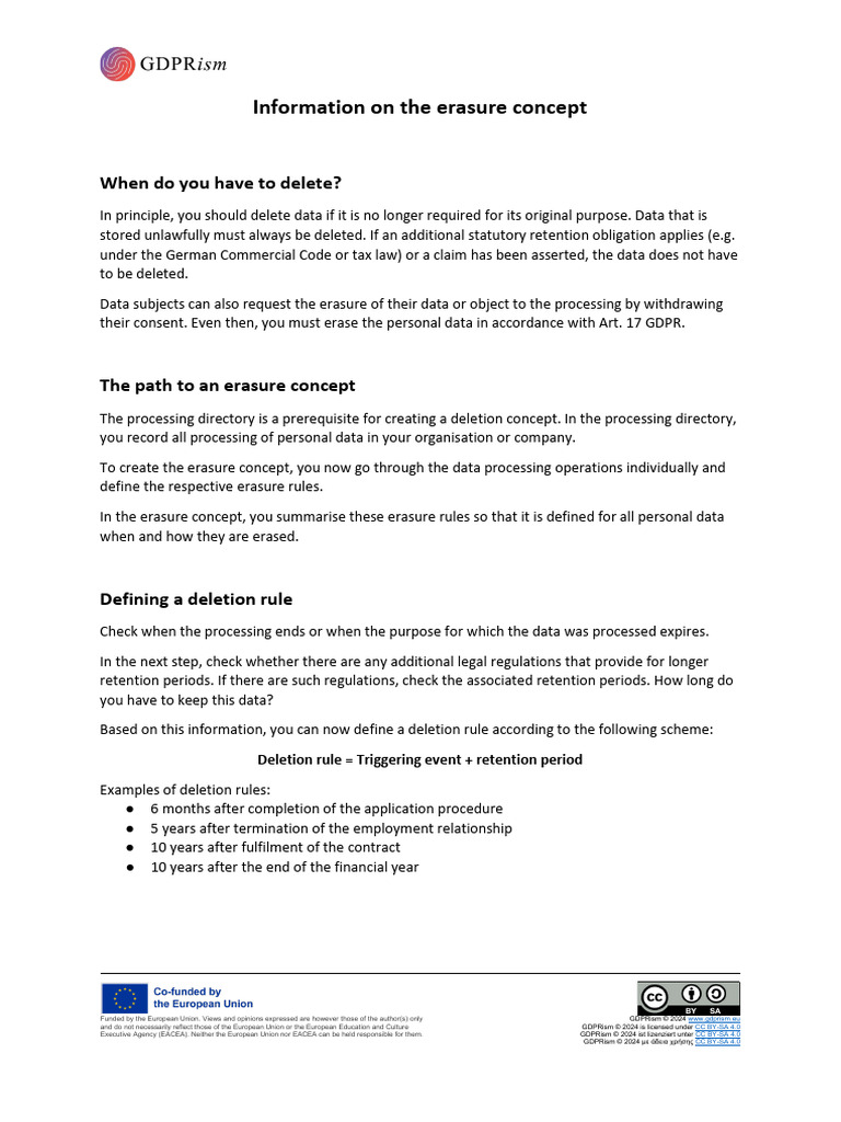 GDPRism Erasure Concept - Information | PDF