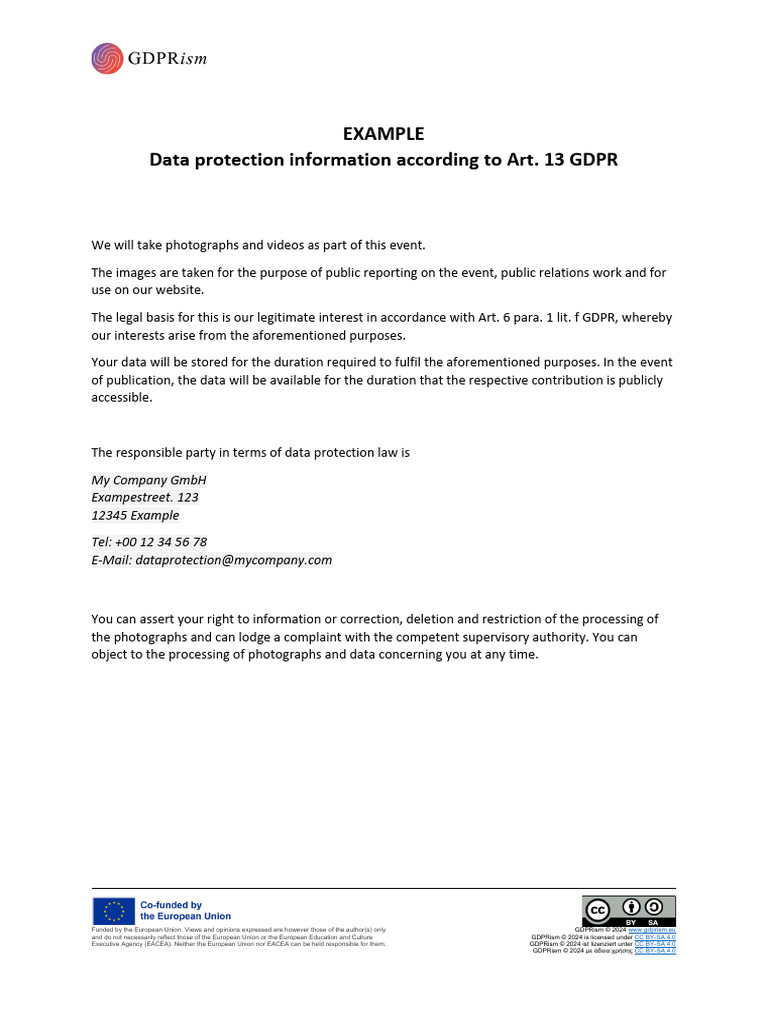 GDPRism Film Recordings - Date Protection Notice - Example | PDF