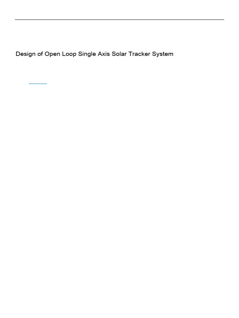 Design of Open Loop Single Axis Solar Tracker Syst | PDF ...