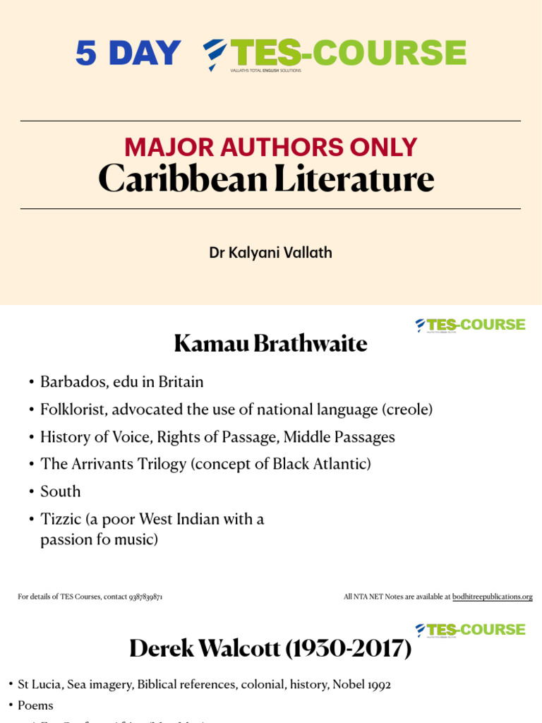 Major Authors Caribbean Literature | PDF