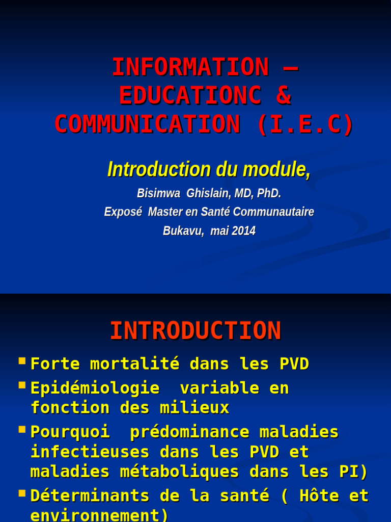 Presentation module IEC | PDF | la communication | Objectifs du millénaire pour le développement