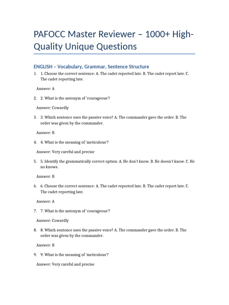PAFOCC Master Reviewer 1000 | PDF | Area | Decimal