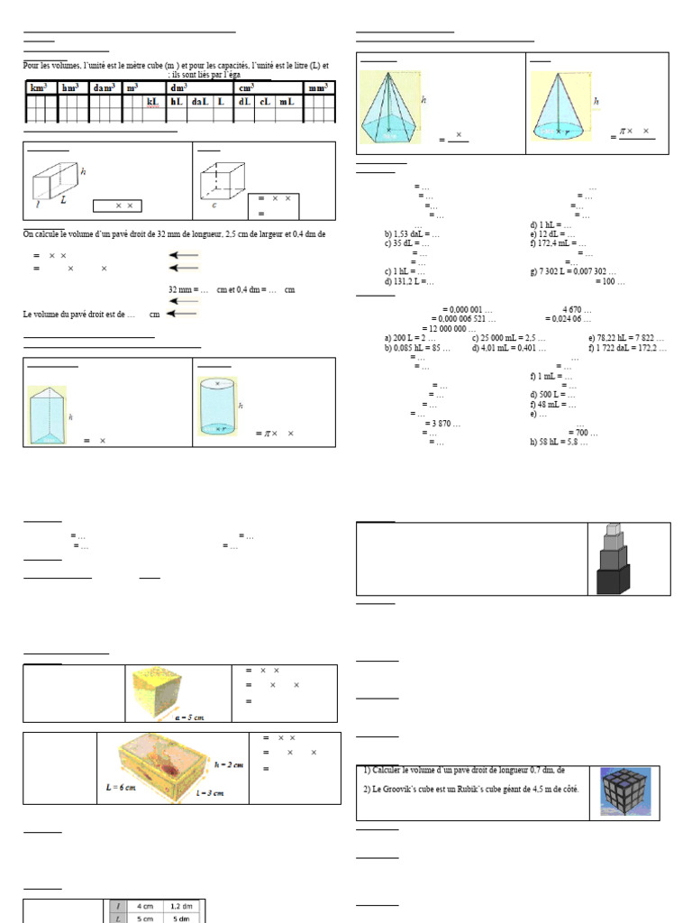 Calcul des volumes de solides usuels | PDF | Zone | Le volume