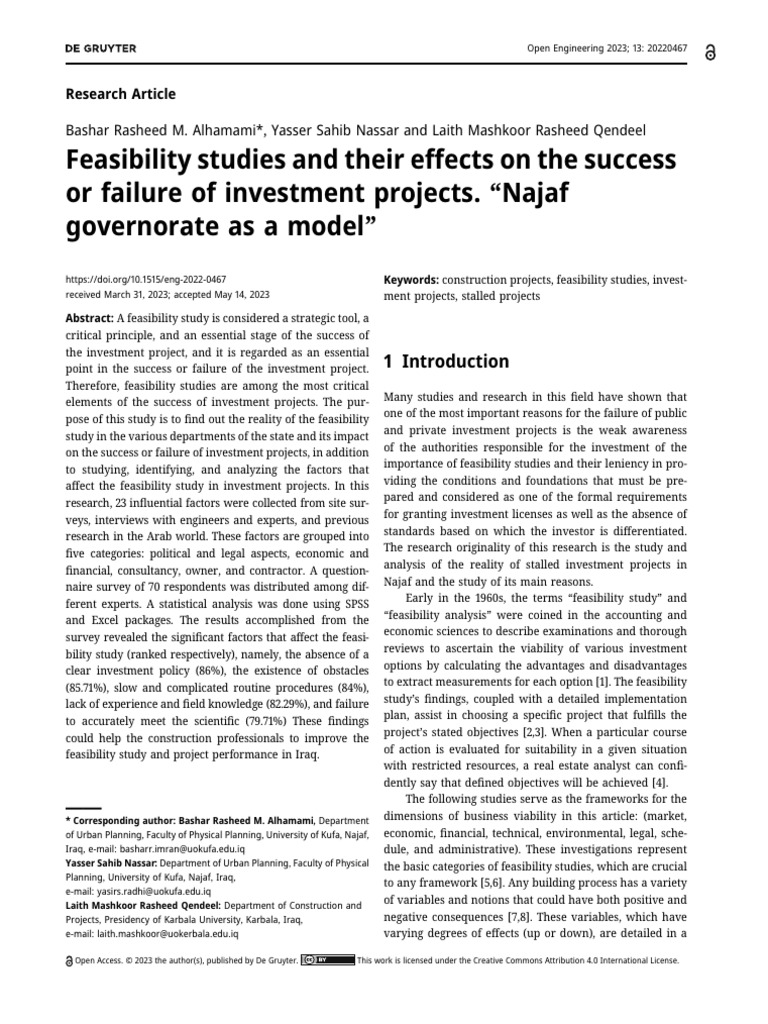 Feasibility studies and their effects on the success | PDF | Feasibility Study | Sampling ...