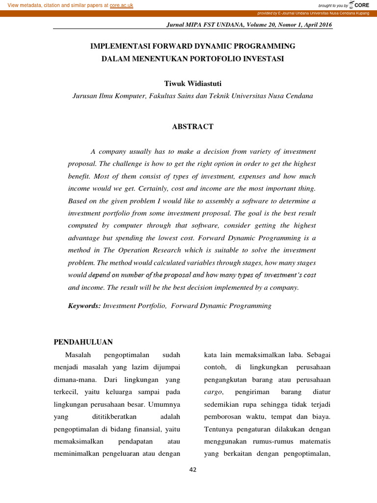 Implementasi Forward Dynamic Programming | PDF