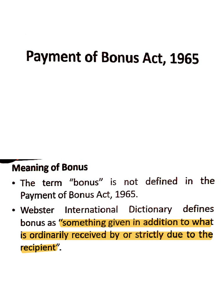 Payment of Bonus Act | PDF