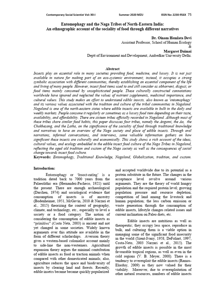 Entomophagy in Naga Tribes: A Study | PDF | Bees | Insects