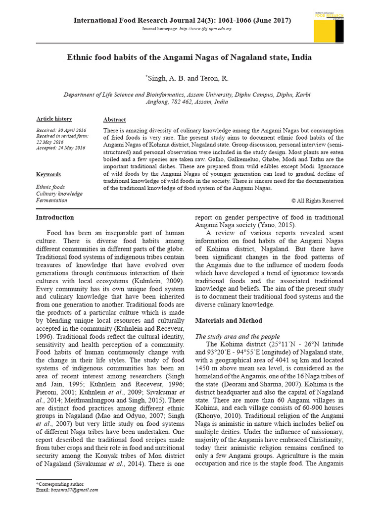 Angami Naga Traditional Food Practices | PDF | Foods