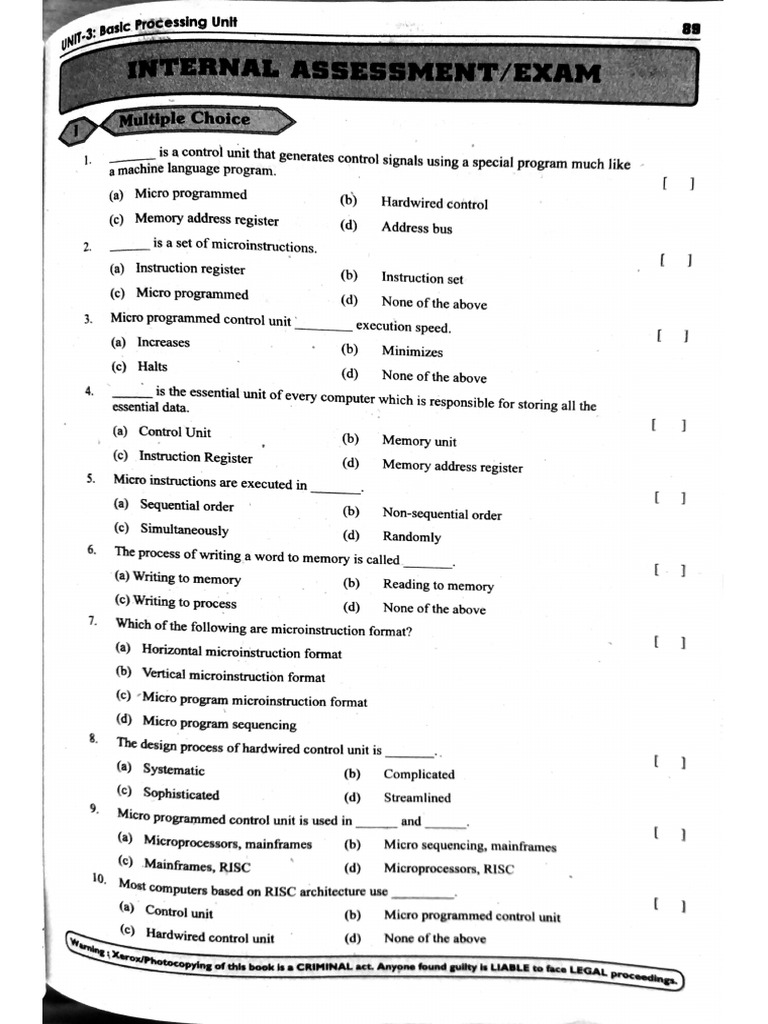 Computer Architecture Internal II (MCQ'S) | PDF