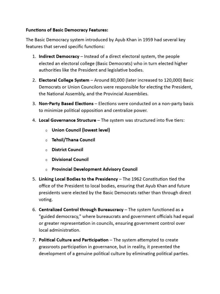 Functions of Basic Democracy Features | PDF | Government