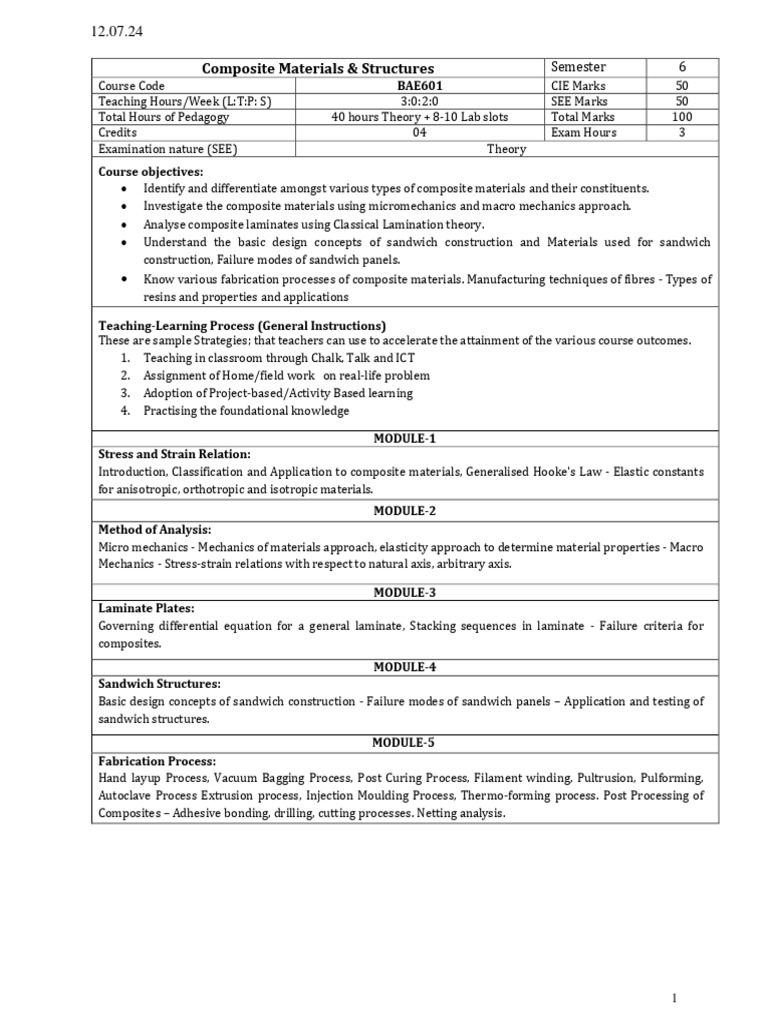 Composite Materials Course Overview | PDF | Composite Material ...