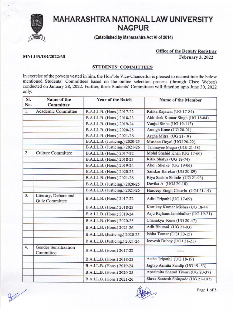 List of Committees | PDF