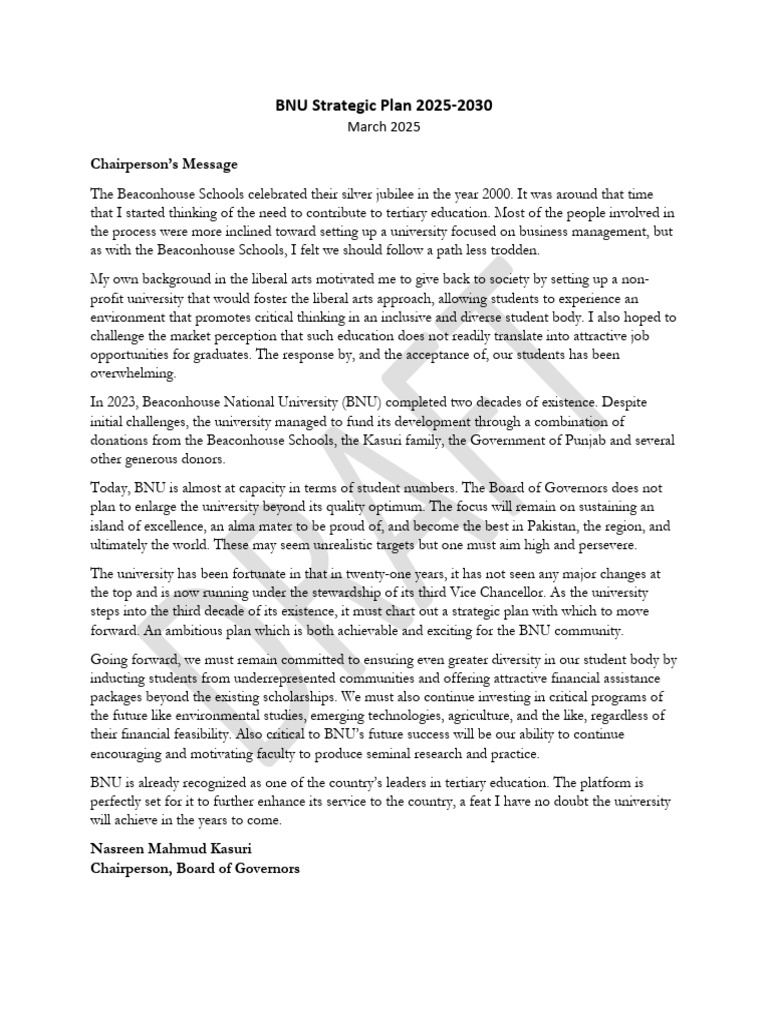 BNU Strategic Plan 2025-2030 Overview | PDF | Interdisciplinarity ...