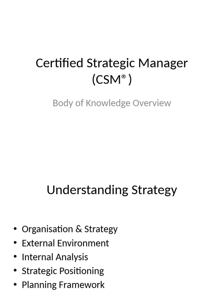 CSM Body of Knowledge Overview | PDF