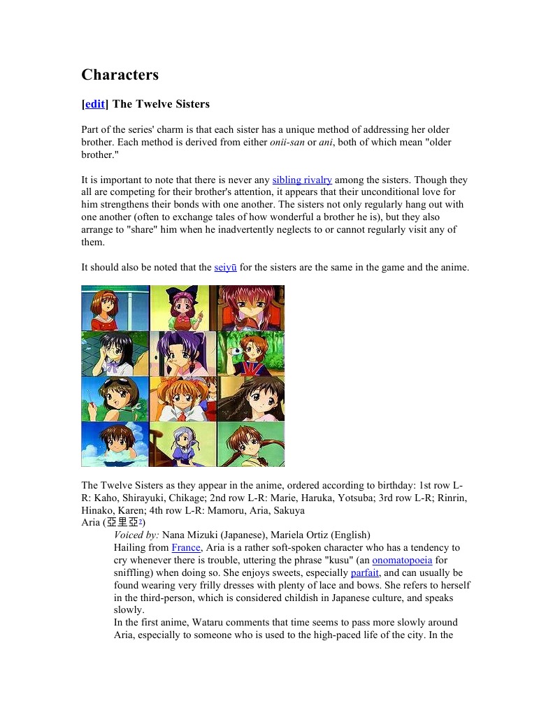 Characters: The Twelve Sisters | PDF | Family | Society