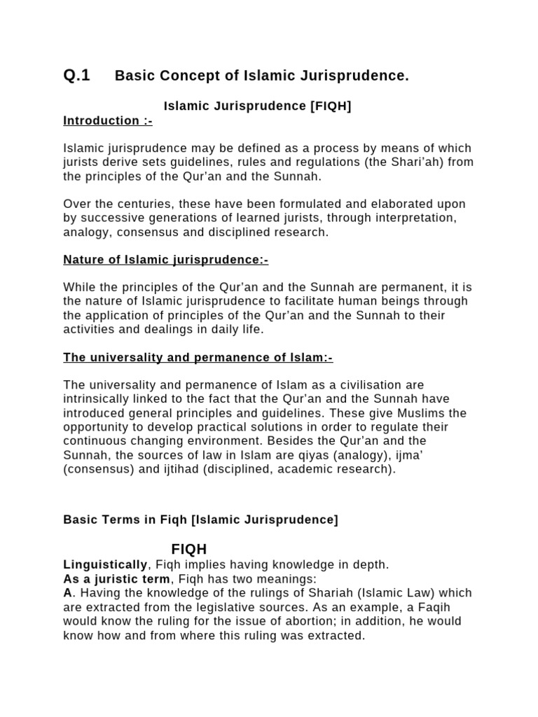 Overview of Islamic Jurisprudence | PDF | Sharia | Islamic Jurisprudence