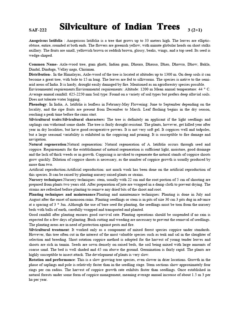 (Forestry e Course)Silviculture of Indian Trees | PDF | Trees | Seed