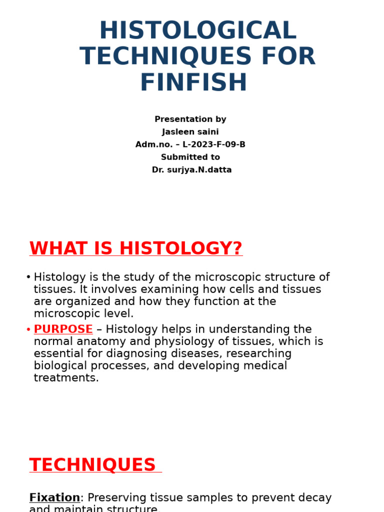 Histological Techniques for Finfish Study | PDF | Histology | Staining