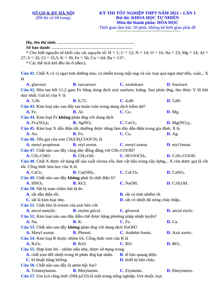 de So Ha Noi - Lan 1. TTB | PDF