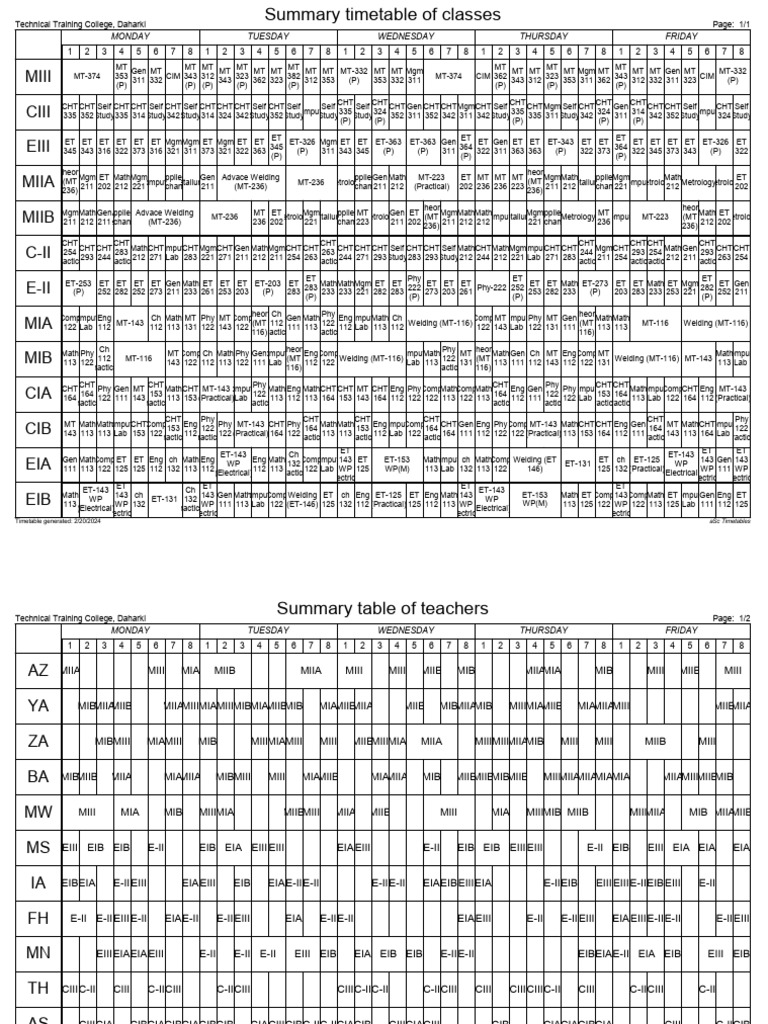 Ver. 2.3 Time Table 1st, 2nd & 3rd Year MCE 20022024 | PDF