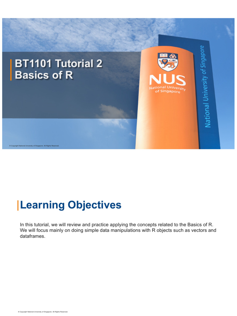 BT1101 R Basics Tutorial 2 | PDF | Statistics | Machine Learning