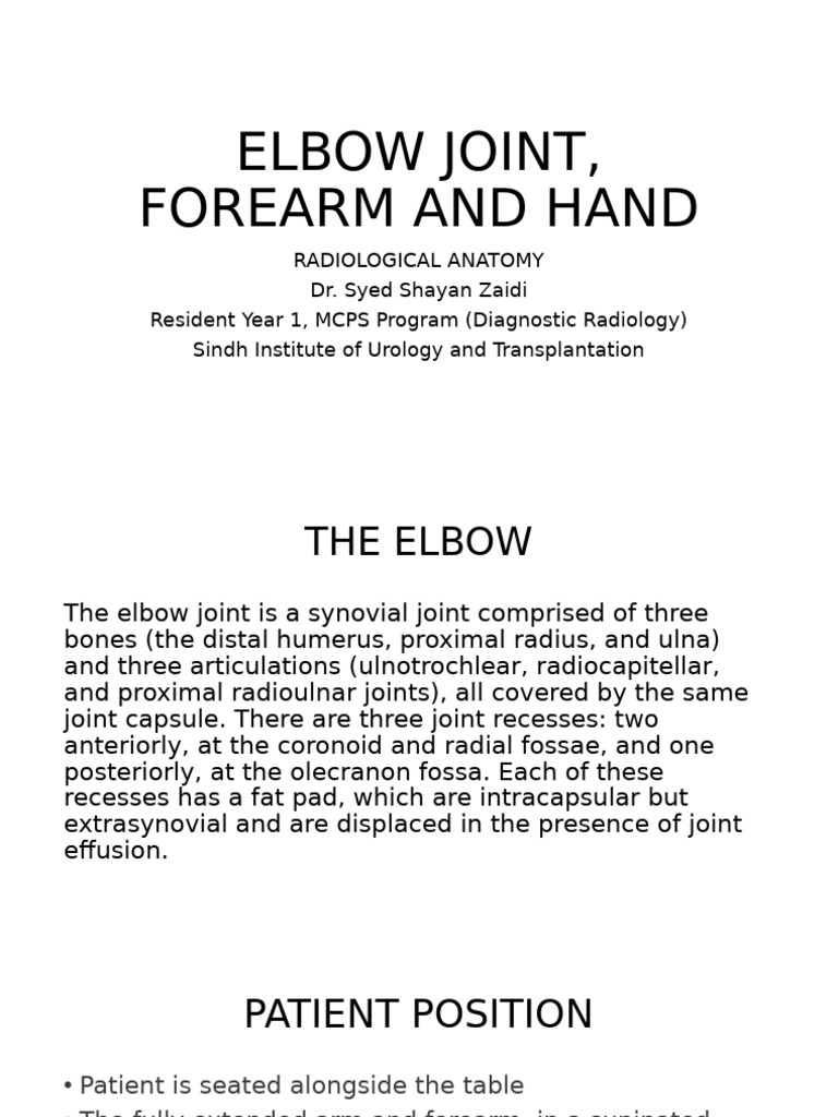 Elbow Joint J Forearm and Hand 2 | PDF | Elbow | Limbs (Anatomy)
