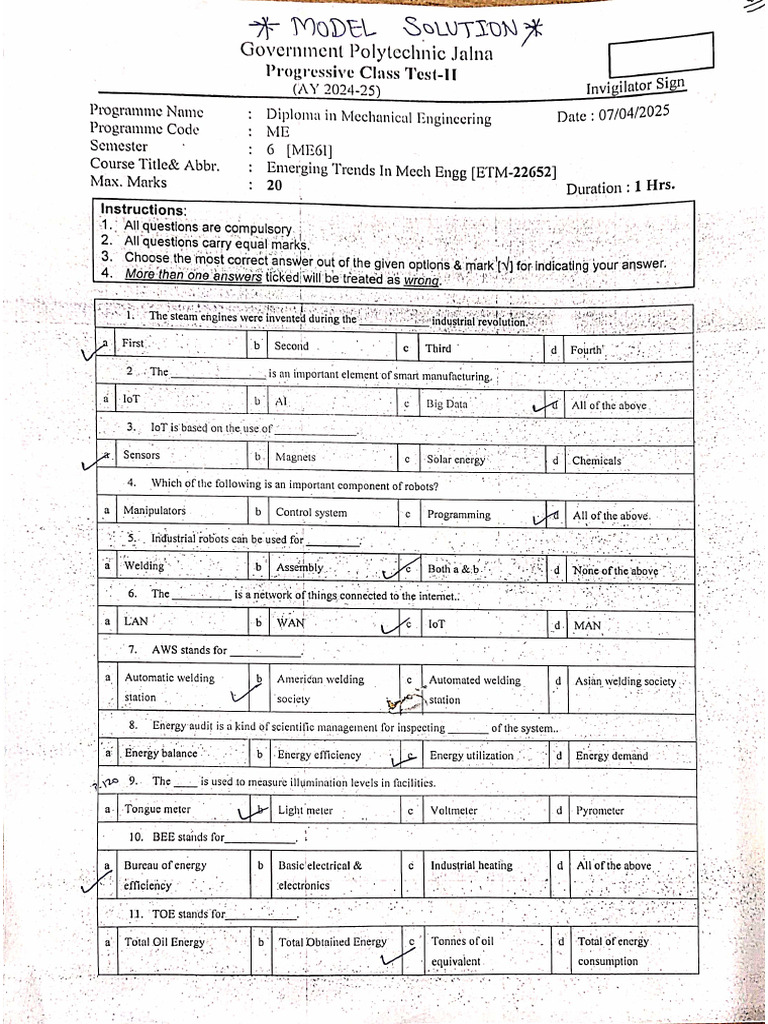ETM Test 02 Mark's & Solution | PDF