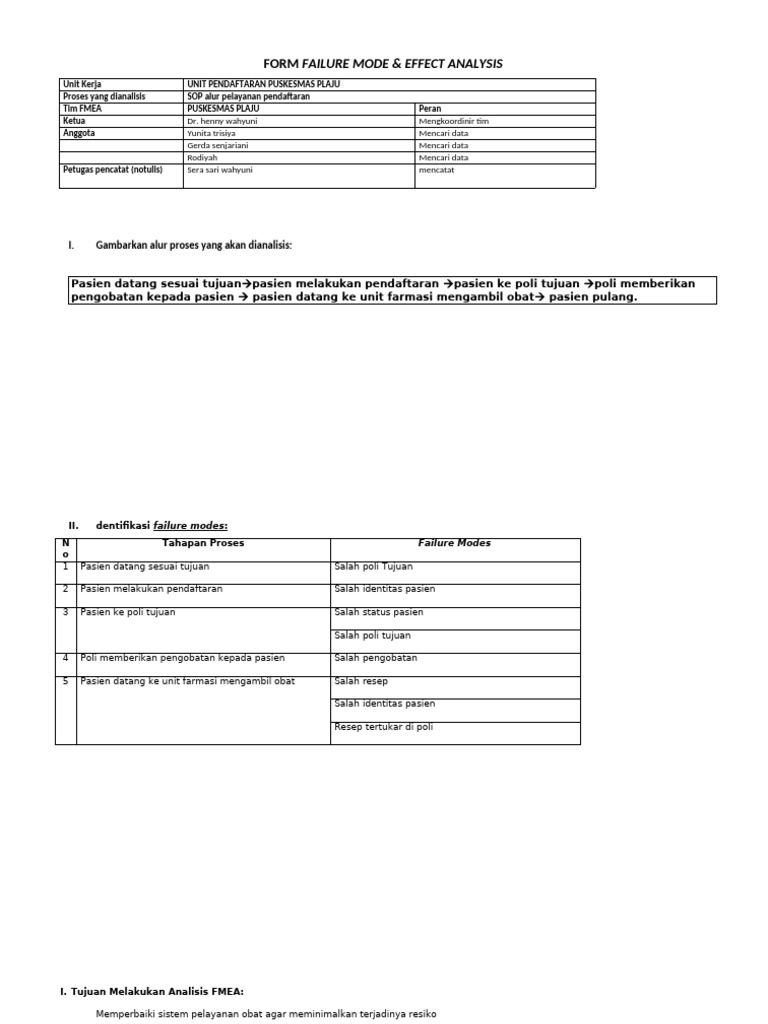 FMEA PENDAFTARAN fix | PDF