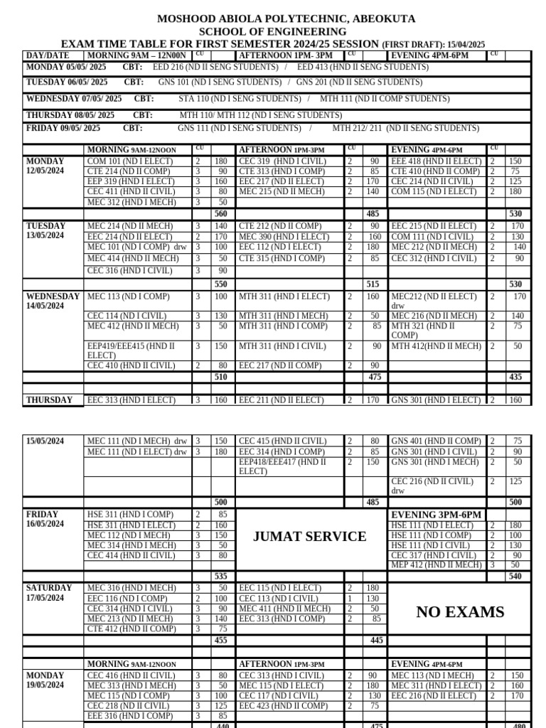 Polytechnic 1st Semester Exam Dates 2025 | PDF