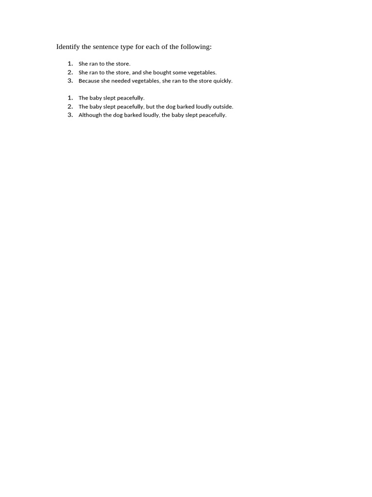 Identify The Sentence Type For Each of The Followi | PDF