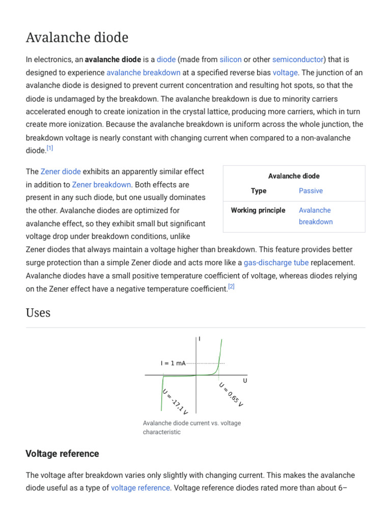 Overview of Avalanche Diodes | PDF | Diode | Electricity