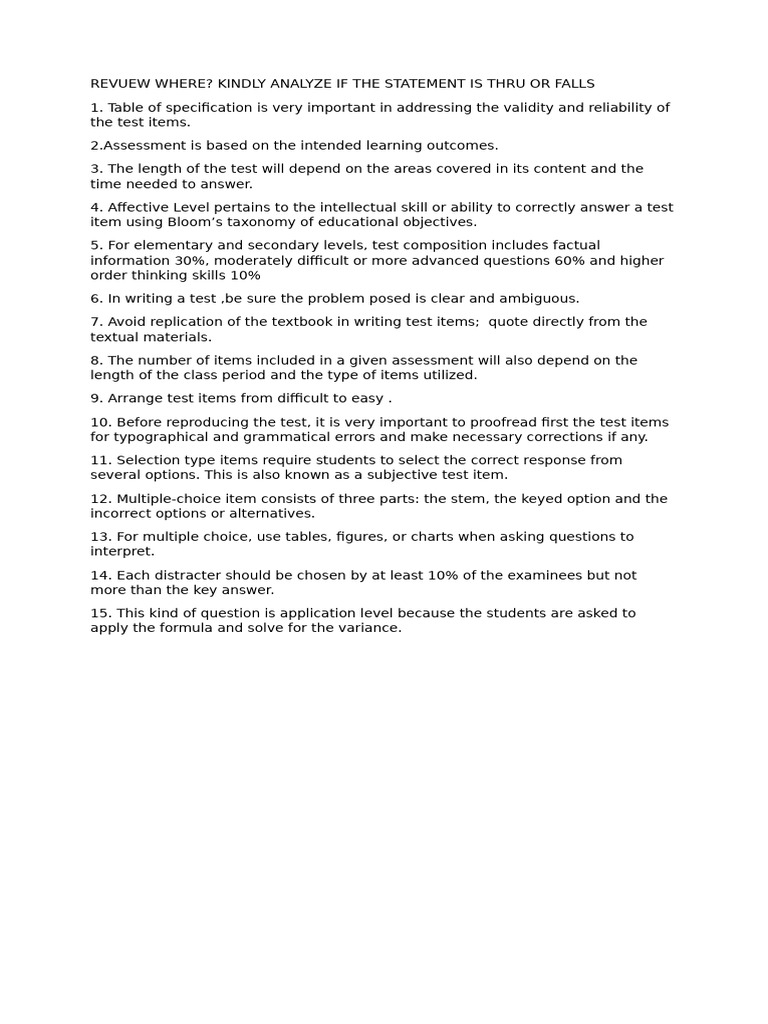 Test Item Writing Guidelines | PDF