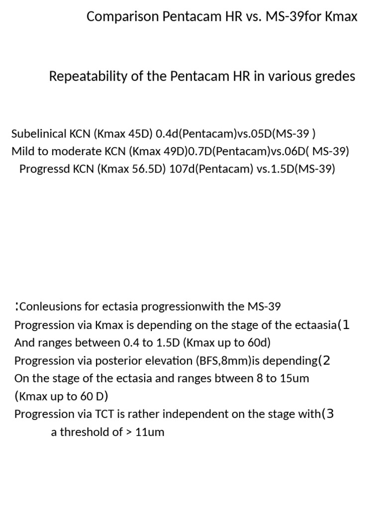 Pentacam HR vs. MS-39 Kmax Comparison | PDF