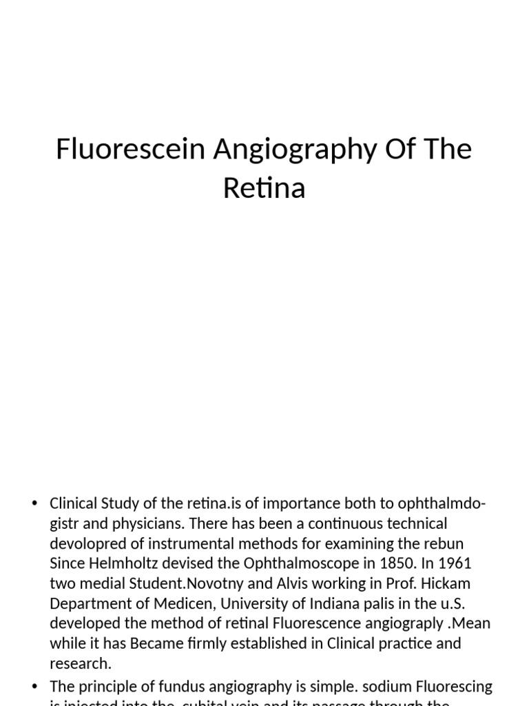 Fluorescein Angiography of the Retina | PDF | Angiography | Blood Vessel